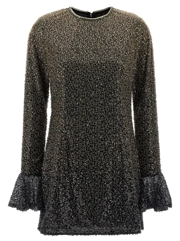 Remain Birger Christensen Beaded Long Sleeve Mini Dress - Brown