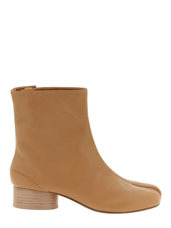 MAISON MARGIELA Tabi Leather Ankle Boots - Beige