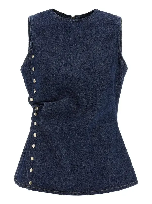 ROTATE BY BIRGER CHRISTENSEN Denim Buttoned Top - Blue