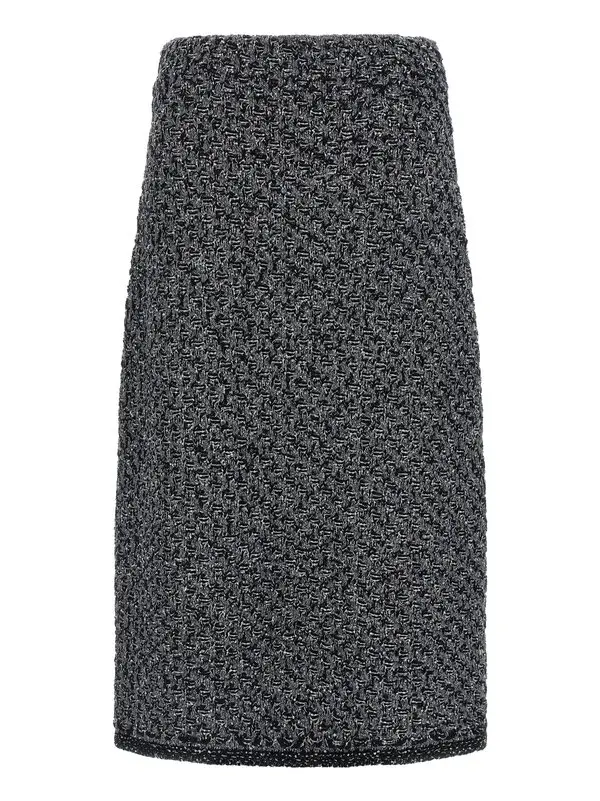 Fabiana Filippi Tweed Midi Skirt - Blue