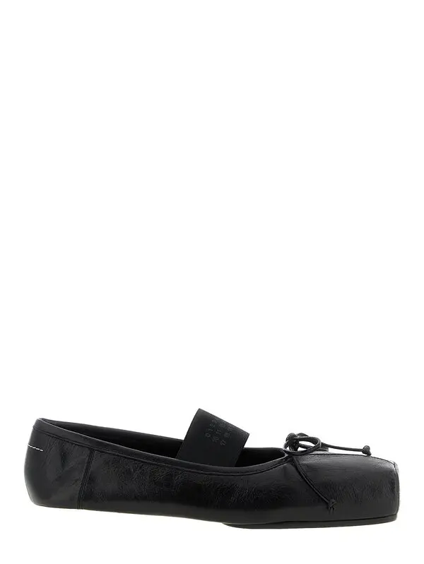 MAISON MARGIELA Crinkle Effect Leather Ballet Flats - Black
