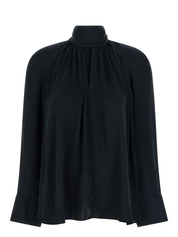 Remain Birger Christensen Satin Bow Blouse - Blue