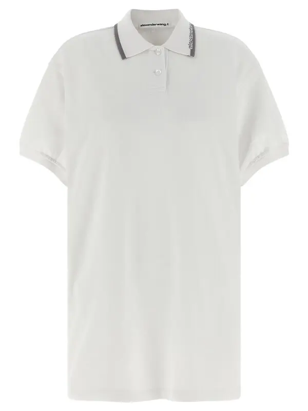 Alexander Wang Intarsia Collar Polo Dress - White