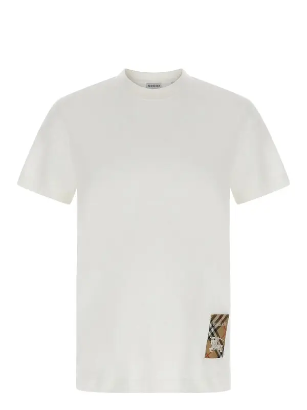 Burberry Check Patch T Shirt - White