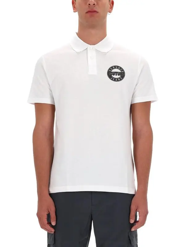 Versace Polo With Logo - White