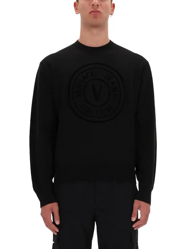 Versace V Emblem Jersey - Black