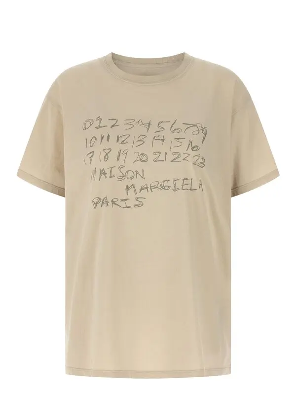 MAISON MARGIELA Printed Cotton T-shirt - Beige