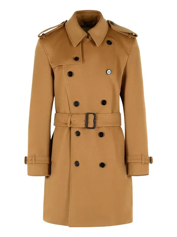 Burberry Medium 'hastings' Cashmere Trench Coat - Brown