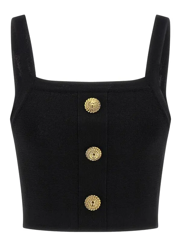 Balmain Top With 'testa Di Leone' Buttons - Black