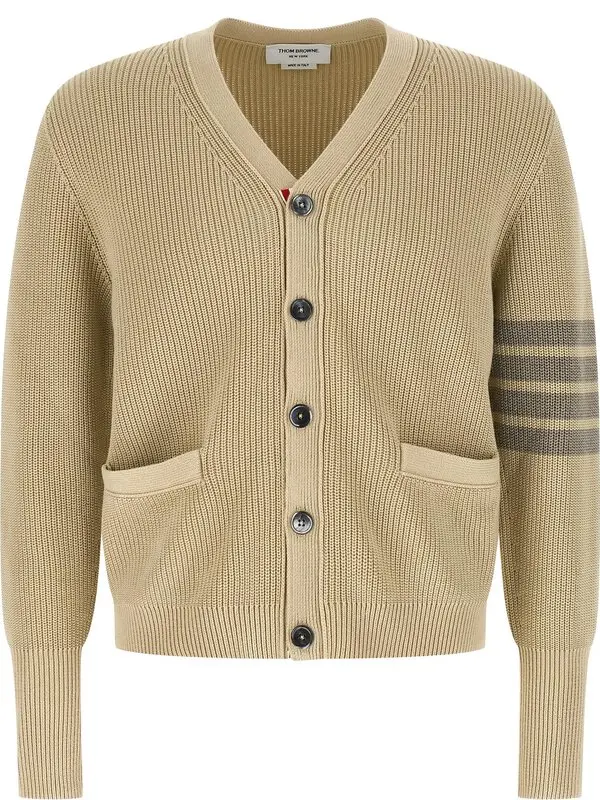 Thom Browne Garment Dye' Cotton Knit Cardigan - Beige