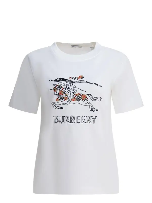 Burberry Cotton T-shirt With Equestrian Knight Design - White
