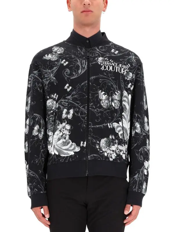 Versace Cotton Fleece Bomber Jacket - Black
