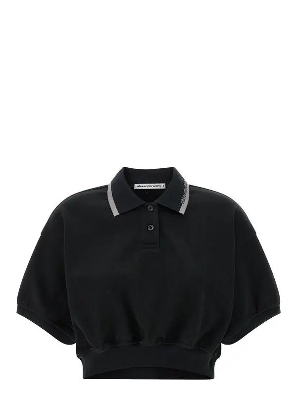 Alexander Wang Intarsia Collar Polo Shirt - Black