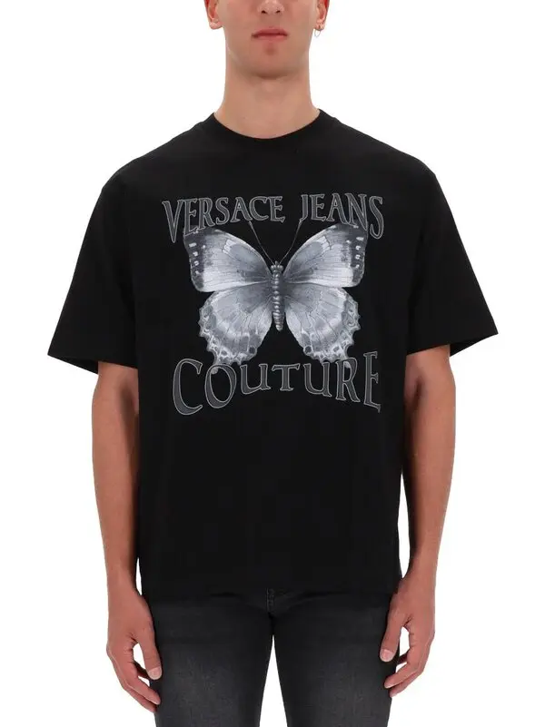 Versace Butterfly Logo T Shirt - Black