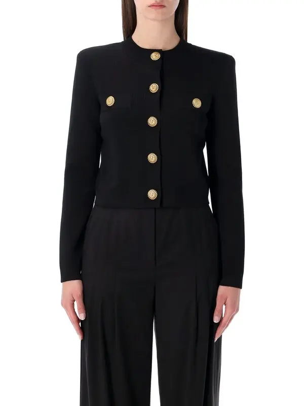 Balmain Cardigan With Lion Head Buttons - Black