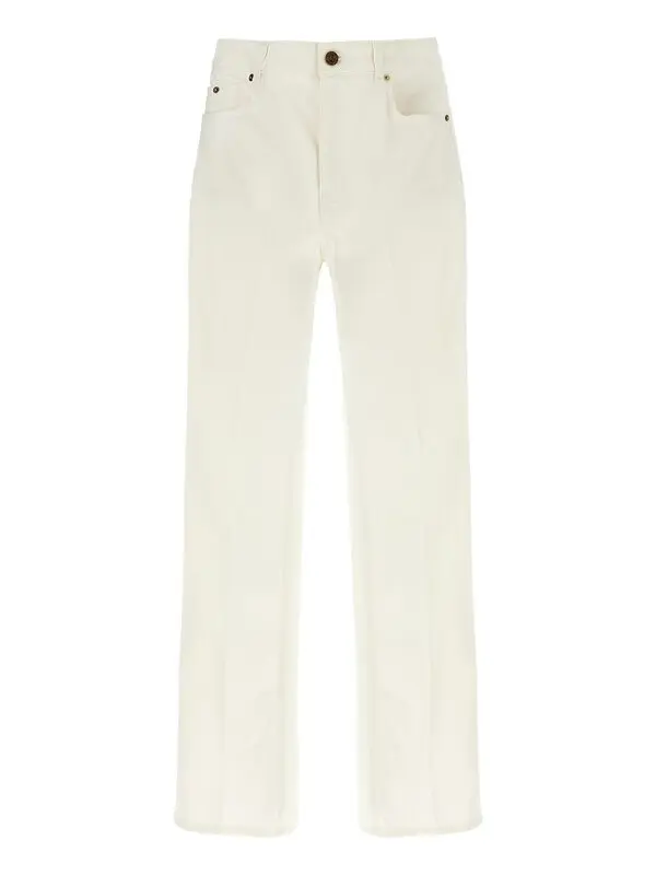Balmain Embroidery Straight Leg Jeans - White