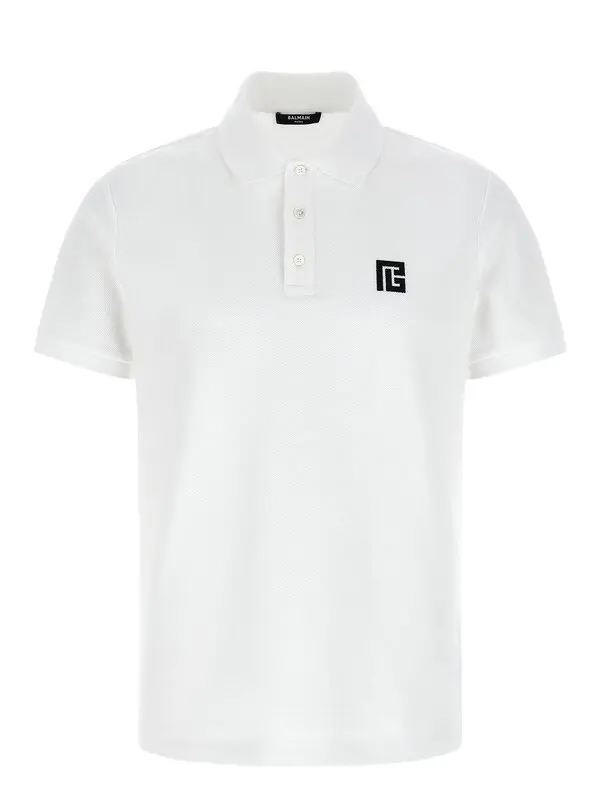 Balmain Embroidery Polo Shirt - White/black