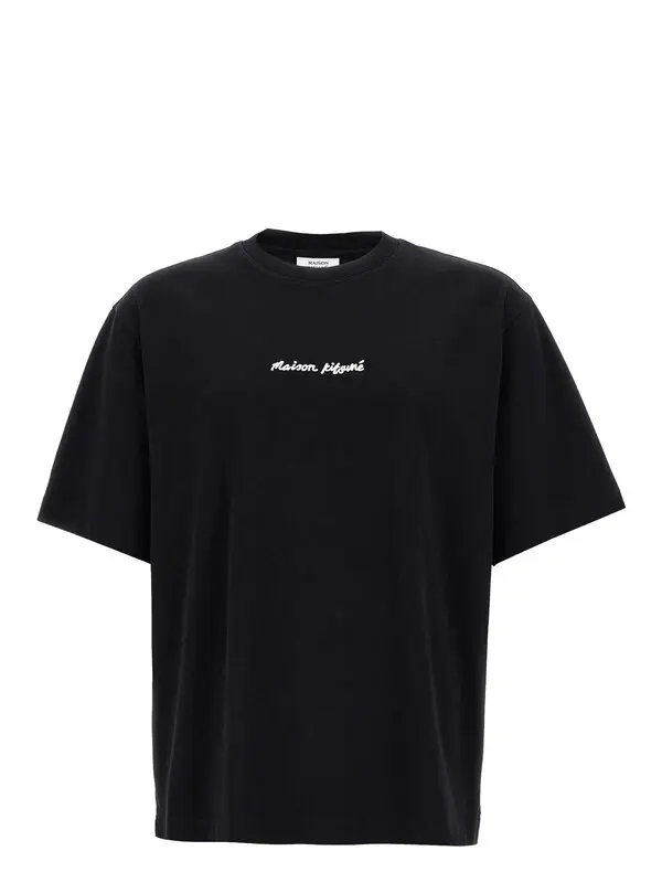 Maison Kitsuné Logo Embroidery T Shirt - Black