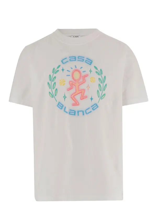 Casablanca Cotton T Shirt With Logo - White