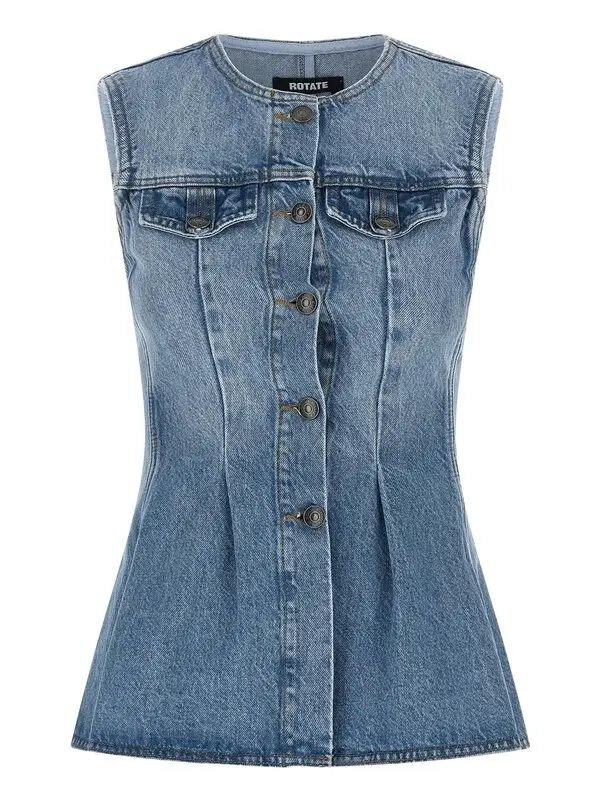 Remain Birger Christensen Flared Denim Top - Light Blue