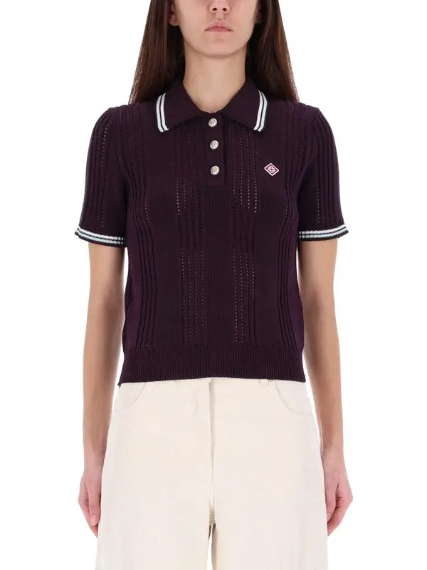 Casablanca Cotton Knit Polo Shirt - Purple