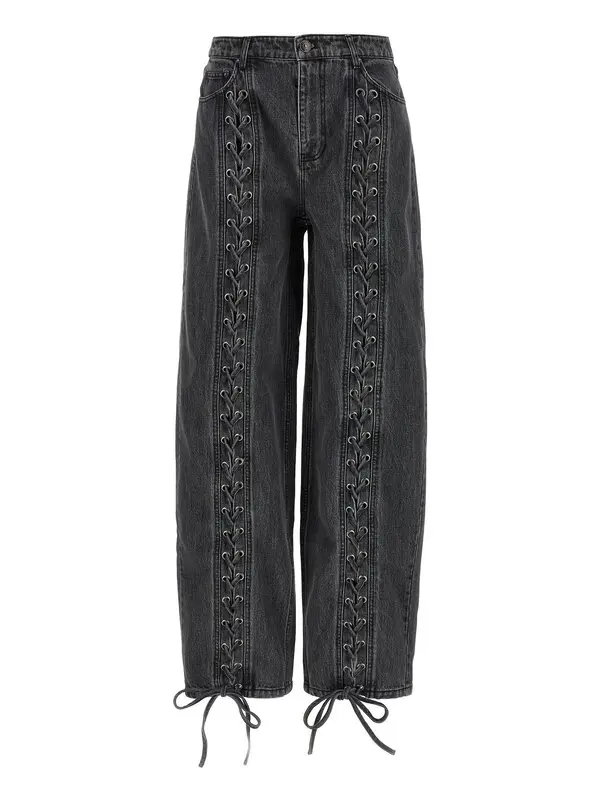ROTATE BY BIRGER CHRISTENSEN Laced Leg Straight Jeans - Black