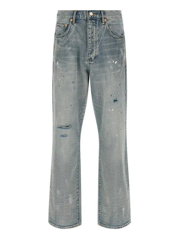 PURPLE BRAND P011 Vintage Slash Paint' Jeans - Light Blue