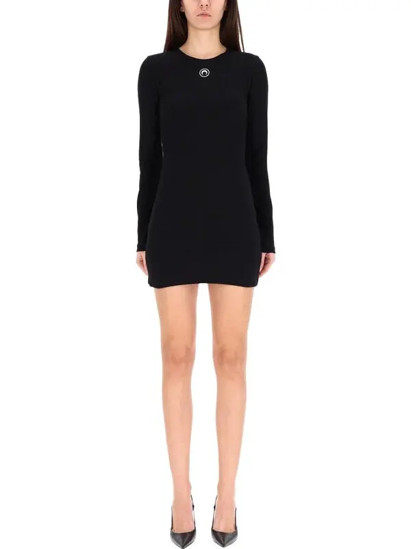 MARINE SERRE Mini Dress With Logo - Black
