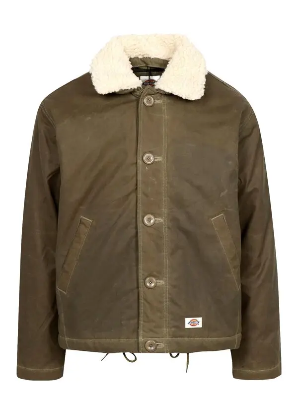 Dickies Waxed Canvas Jacket With Fleece Collar - Green