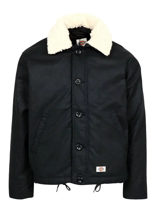 Dickies Waxed Canvas Jacket With Fleece Collar - Black