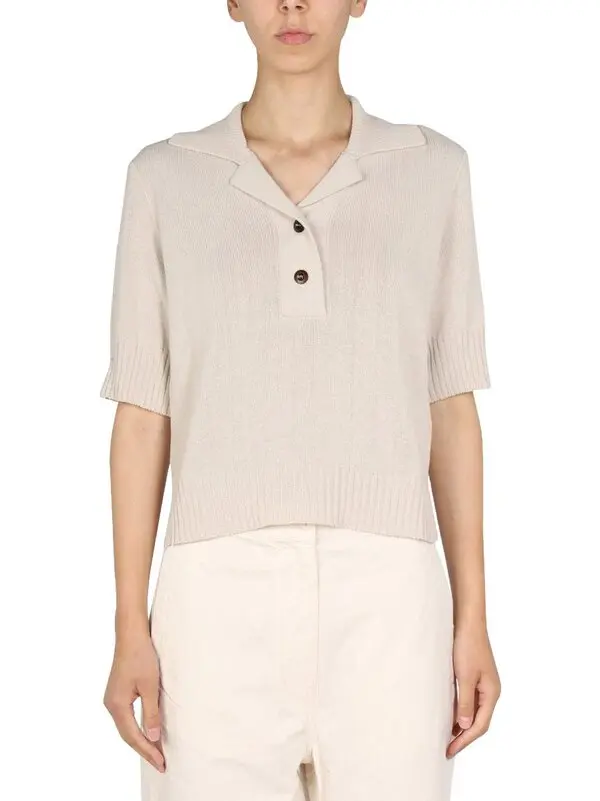 MARGARET HOWELL Cotton And Wool Polo Shirt - Powder