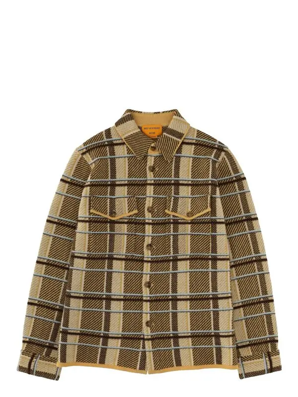Guest In Residence Plaid Cashmere Work Shirt - Beige