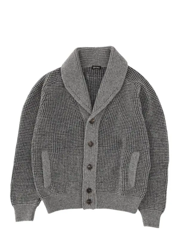 Zegna Boxy Fit Cashmere Blend Cardigan - Grey