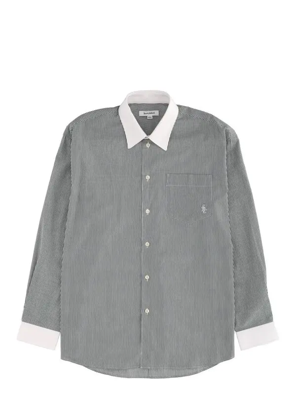 SPORTY&RICH Striped Logo Oversized Shirt - Green