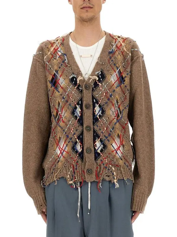 MAISON MARGIELA Diamond Pattern Cardigan - Brown
