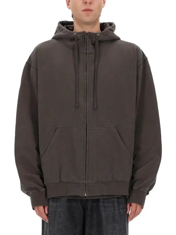 MAISON MARGIELA Hooded Full Zip Cotton Jacket - Brown