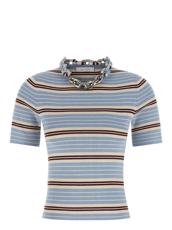 Rabanne Chain Detail T-shirt - Light Blue