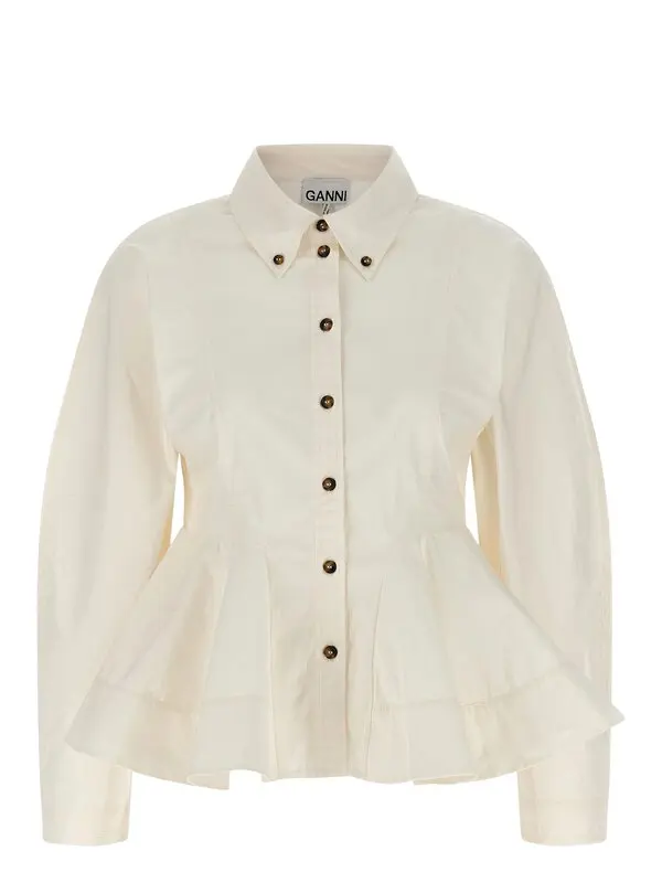 GANNI Peplum Shirt - White