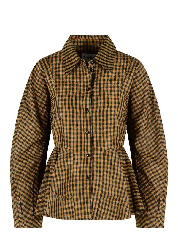 GANNI Two-tone Polyester Shirt - Brown