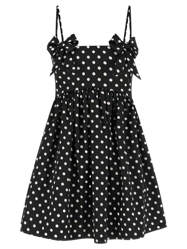 GANNI Polka Dot Mini Dress - Black