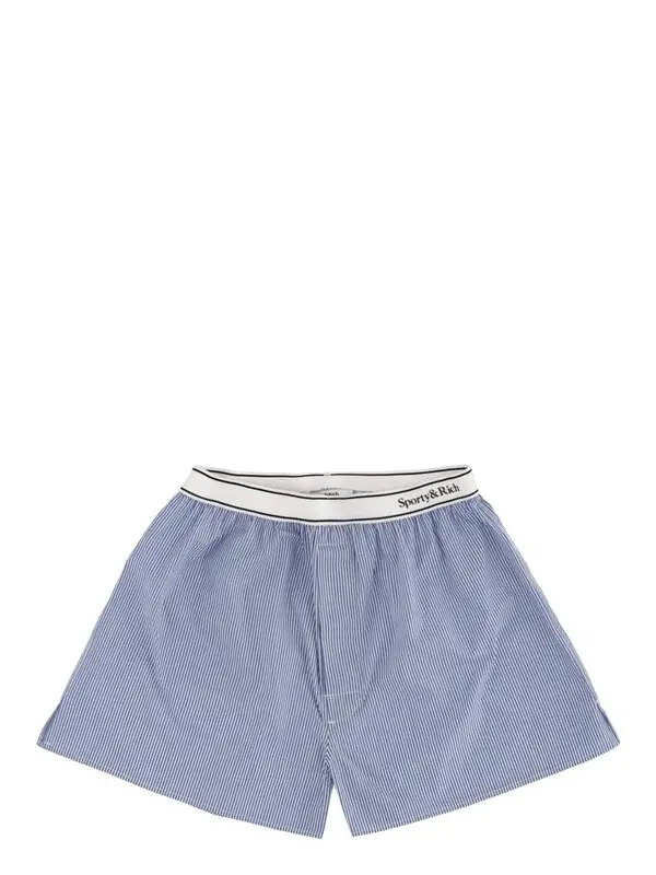 SPORTY&RICH Striped Logo Shorts - Blue