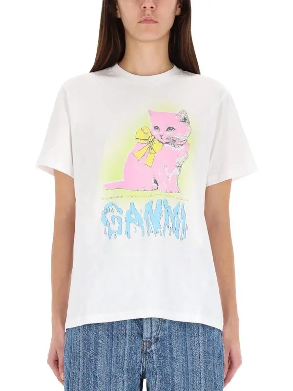GANNI Kitty T-shirt - White
