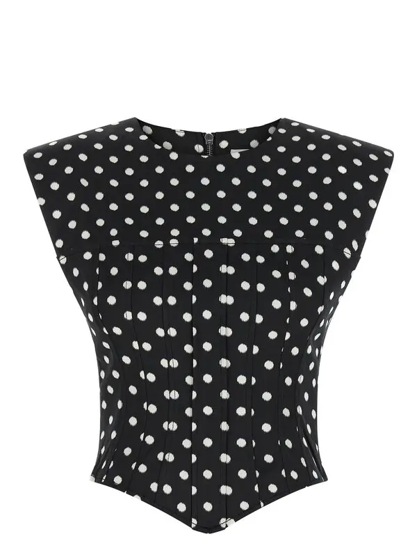 GANNI Polka Dot Sleeveless Top - Black