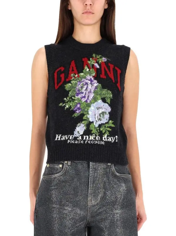 GANNI Vest - Charcoal