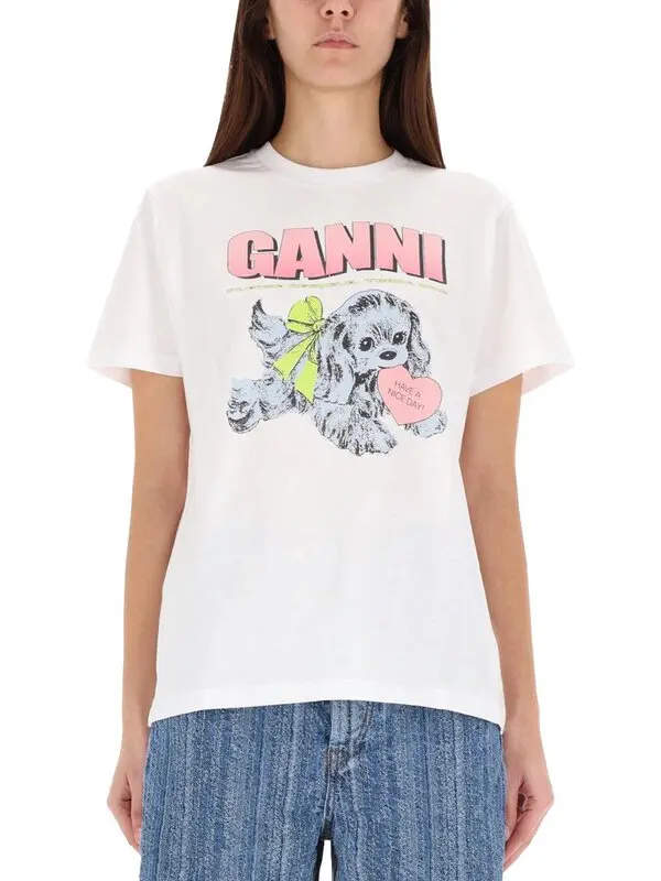 GANNI Relaxed Fit Graphic T-shirt - White