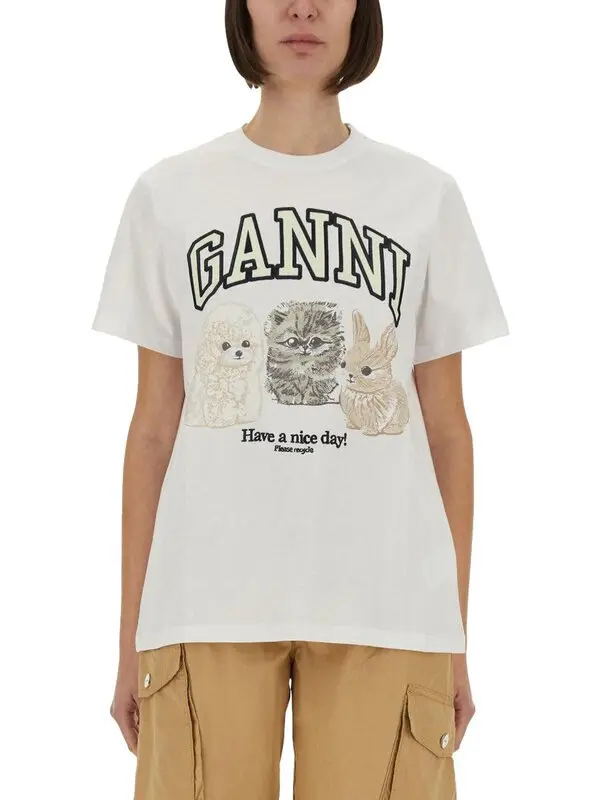 GANNI Relaxed Fit T-shirt - White
