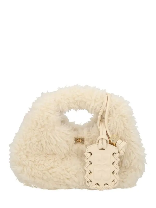 GANNI Faux Fur Hobo Bag - Ivory