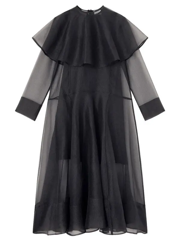 GANNI Long Dress With Hoop Collar - Black