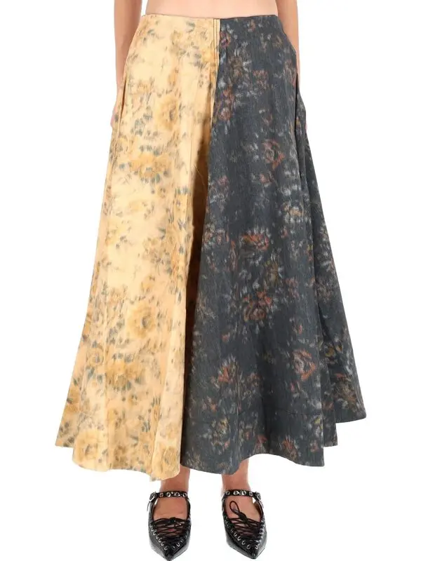 GANNI Paneled Midi Skirt - Multicolour