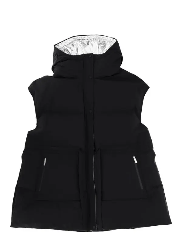 Herno Regular Fit Crinkle Metallic Vest - Black